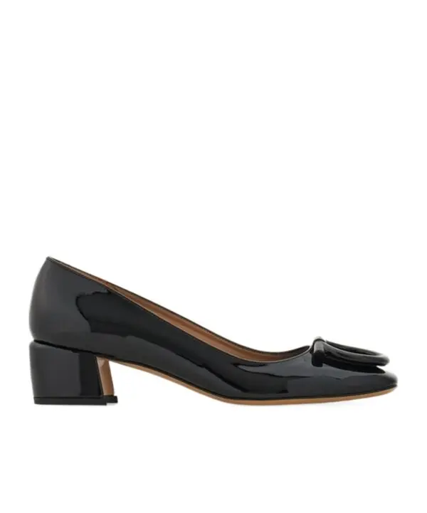 FERRAGAMO Maxi Gancini Block Heel Pumps - Black