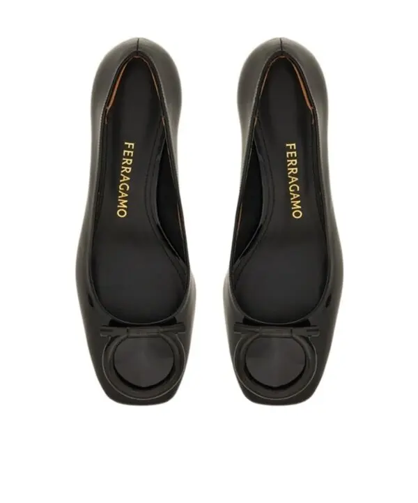 FERRAGAMO Maxi Gancini Block Heel Pumps - Black