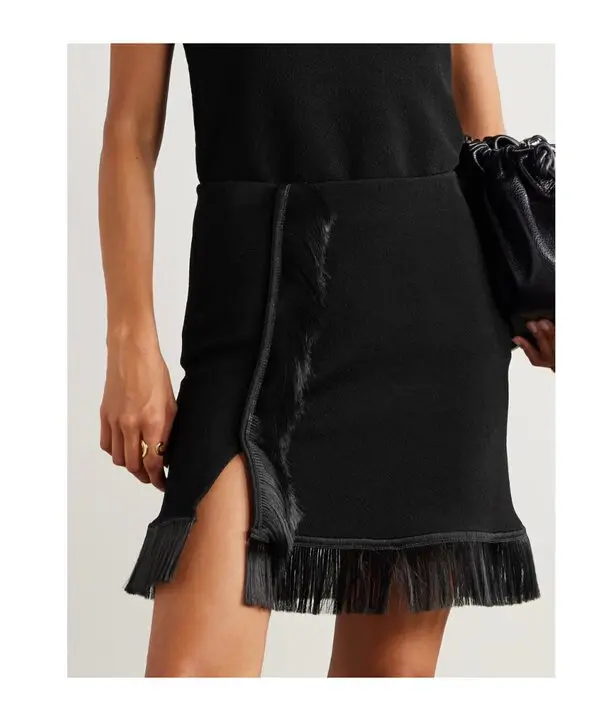 JIL SANDER High Waist Fringed Mini Skirt