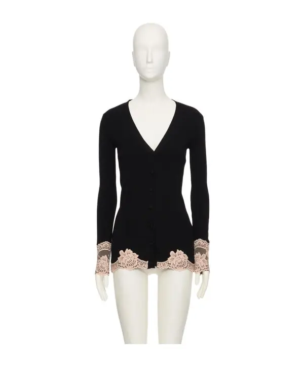 Valentino Garavani Lace Cashmere Cardigan - Black