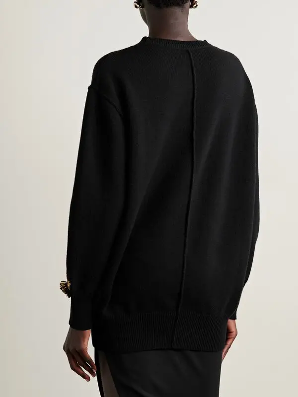 Carolina Herrera Embroidered Wool And Cashmere Blend Sweater