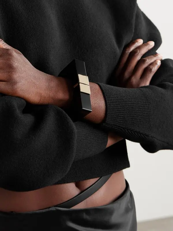 TOM FORD Acrylic Cuff With Gold Hardware - Black