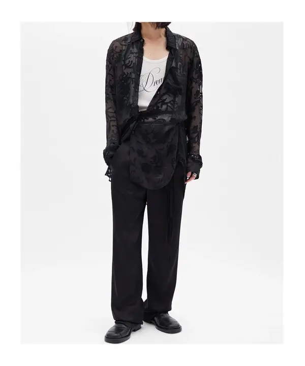 ANN DEMEULEMEESTER Wide Leg Trousers With Drawstring Waist