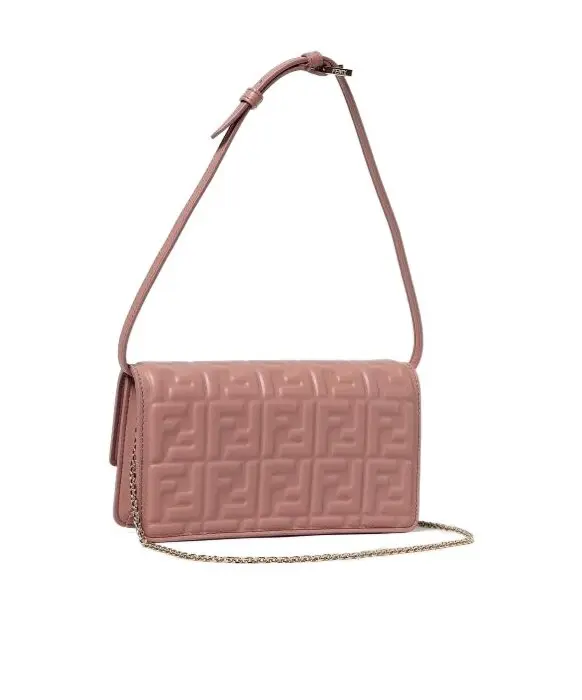 Fendi Baguette Ff Embossed Wallet - Pink