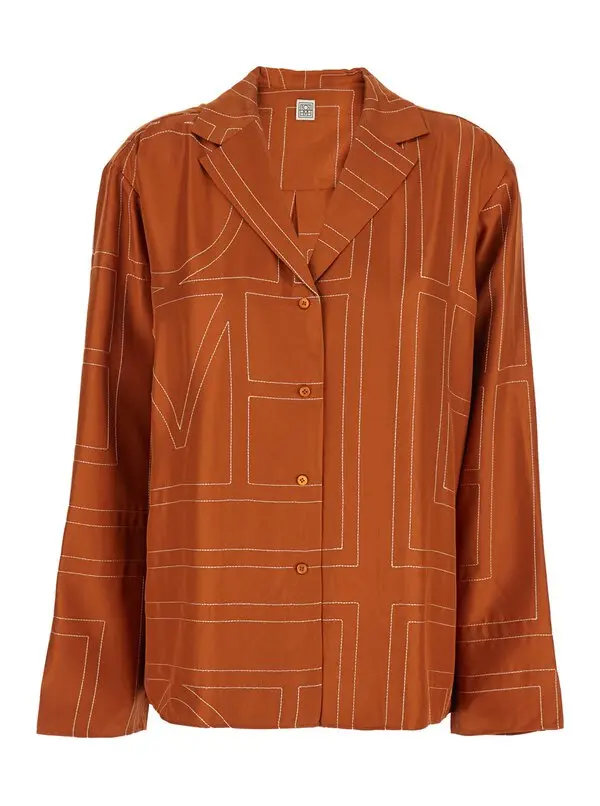 TOTEME Monogram Patterned Button-up Shirt - Brown