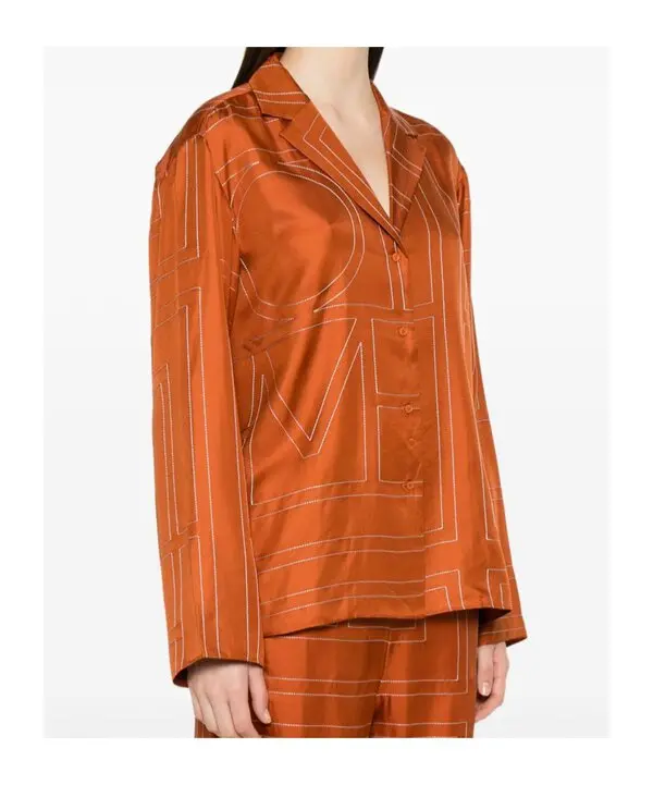 TOTEME Monogram Patterned Button-up Shirt - Brown