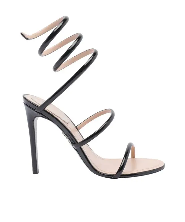 Rene Caovilla Cleo Spiral Strap Stiletto Sandals - Black