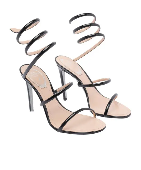 Rene Caovilla Cleo Spiral Strap Stiletto Sandals - Black