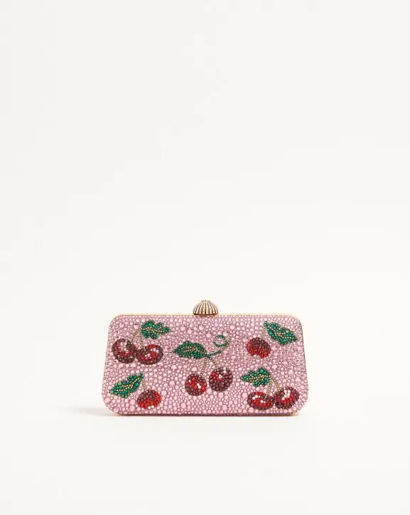 Valentino Garavani Cherry Embellished Clutch With Chain Strap