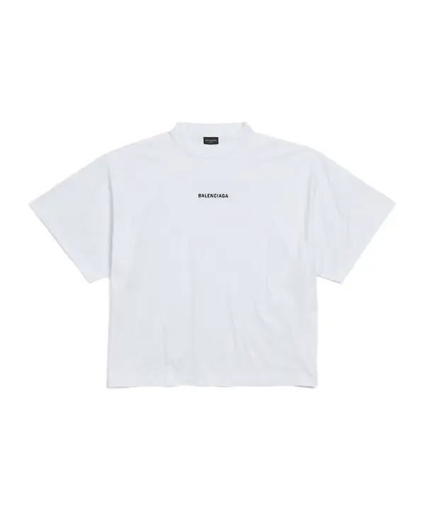 Balenciaga Logo Embroidered Mockneck T-shirt - White/black