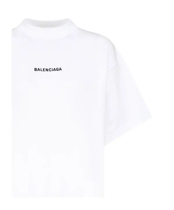 Balenciaga Logo Embroidered Mockneck T-shirt