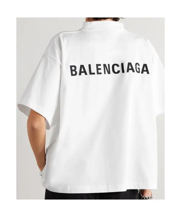 Balenciaga Logo Embroidered Mockneck T-shirt