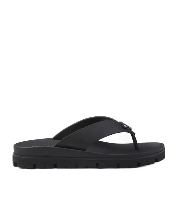 Prada Rubber Thong Sandals - Black