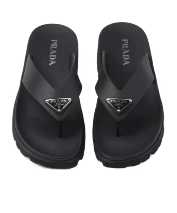 Prada Rubber Thong Sandals With Enamel Logo