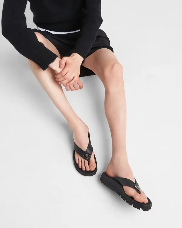 Prada Rubber Thong Sandals With Enamel Logo