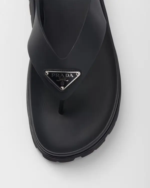 Prada Rubber Thong Sandals With Enamel Logo
