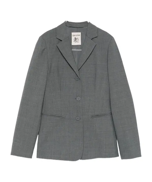 SEMICOUTURE Lapel Long-sleeved Suit Jacket - Gray