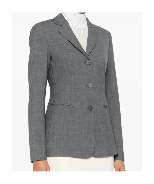 SEMICOUTURE Lapel Long-sleeved Suit Jacket - Gray