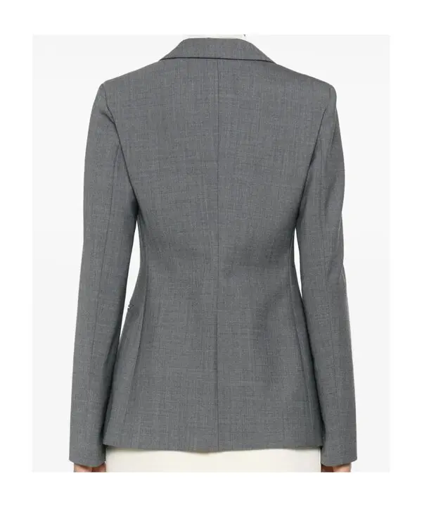 SEMICOUTURE Lapel Long-sleeved Suit Jacket - Gray