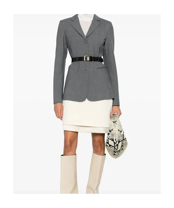 SEMICOUTURE Lapel Long-sleeved Suit Jacket - Gray