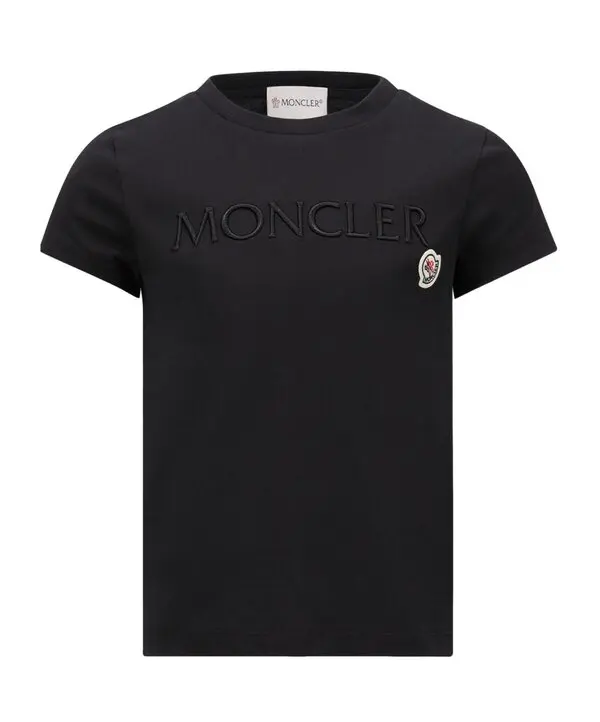 Moncler Logo Embroidered T-shirt - Black