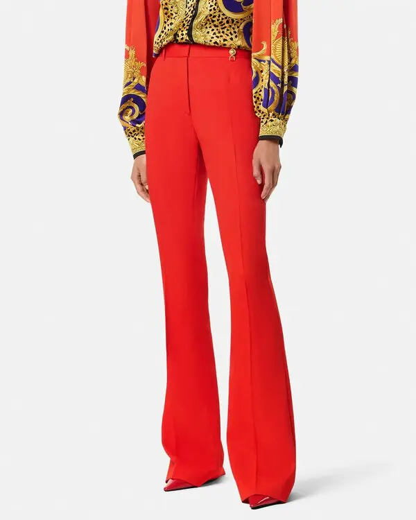 Versace Tailored Flare Trousers With Medusa '95 Hardware - Red