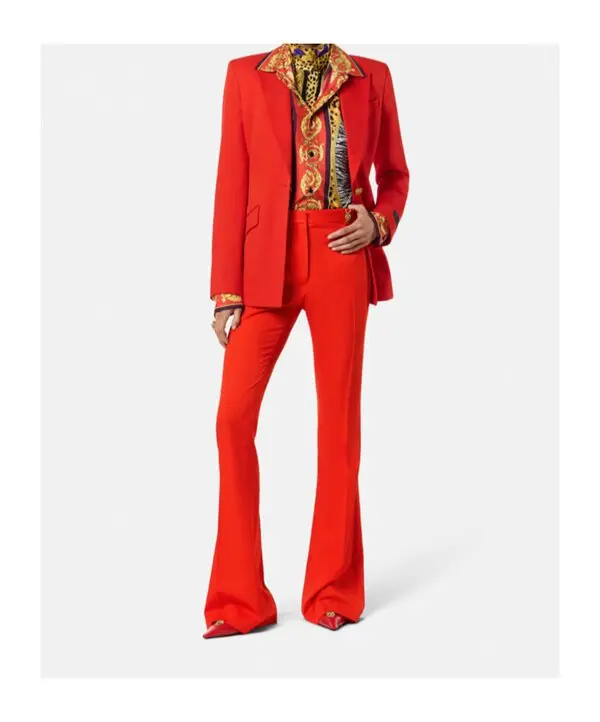 Versace Tailored Flare Trousers With Medusa '95 Hardware - Red