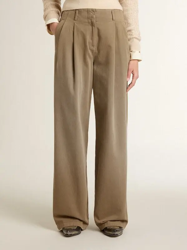 GOLDEN GOOSE Wide-leg Pants - Khaki