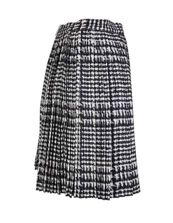 Ermanno Scervino High-waisted Pleated Houndstooth Skirt