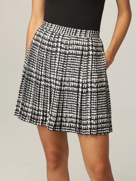 Ermanno Scervino High-waisted Pleated Houndstooth Skirt