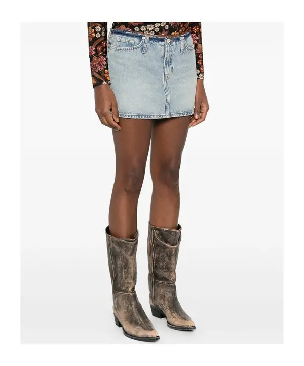 7 For All Mankind Raw Edge Hem Mini Skirt