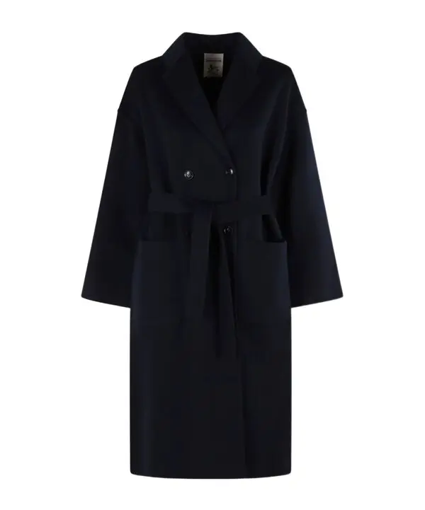 SEMICOUTURE Double Breasted Belted Coat - Midnight