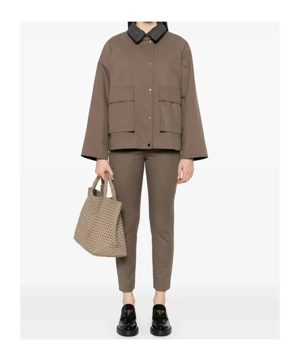 Brunello Cucinelli High Neck Jacket With Press Studs And Patch Pockets