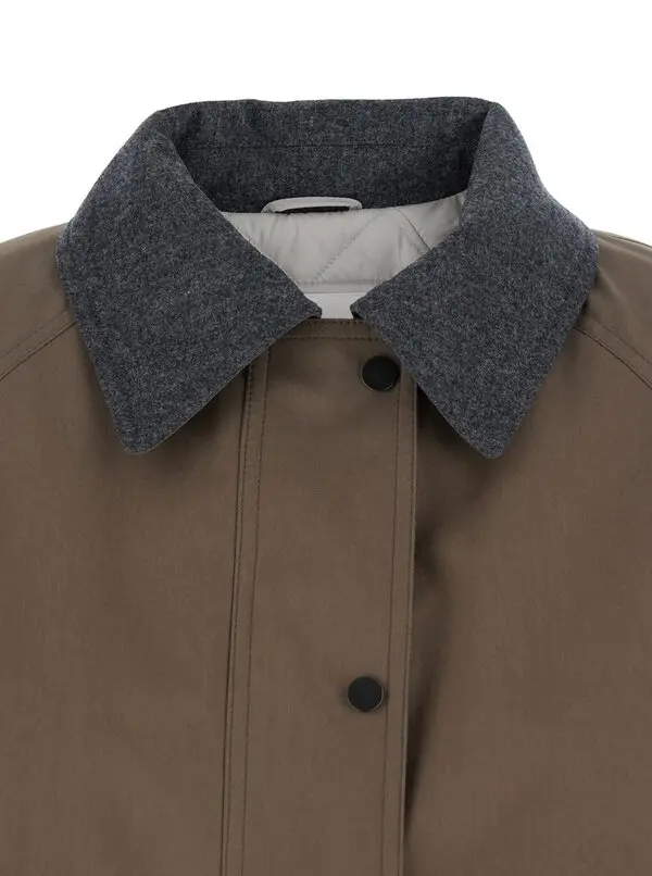 Brunello Cucinelli High Neck Jacket With Press Studs And Patch Pockets