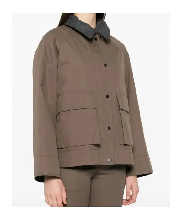 Brunello Cucinelli High Neck Jacket With Press Studs And Patch Pockets