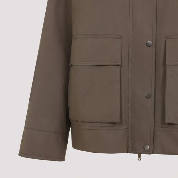 Brunello Cucinelli High Neck Jacket With Press Studs And Patch Pockets