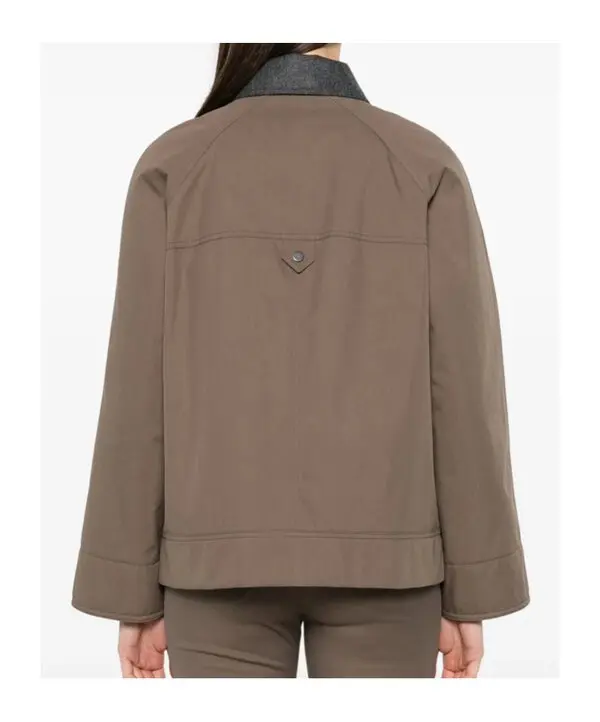Brunello Cucinelli High Neck Jacket With Press Studs And Patch Pockets