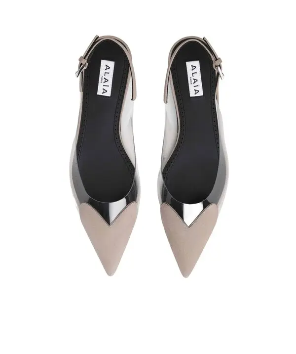 Alaïa Le Coeur Suede Slingback Flats - Grege