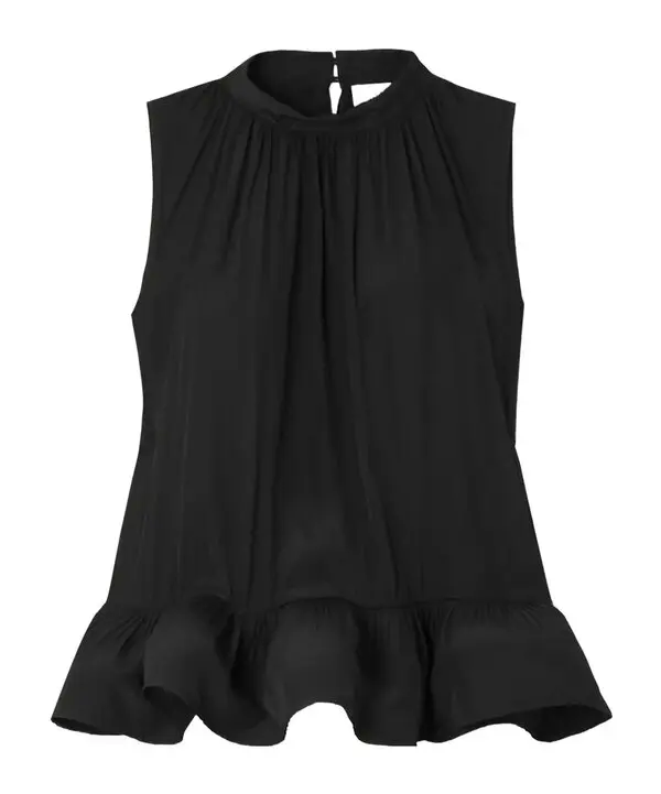 LANVIN Pleated Shell Peplum Blouse