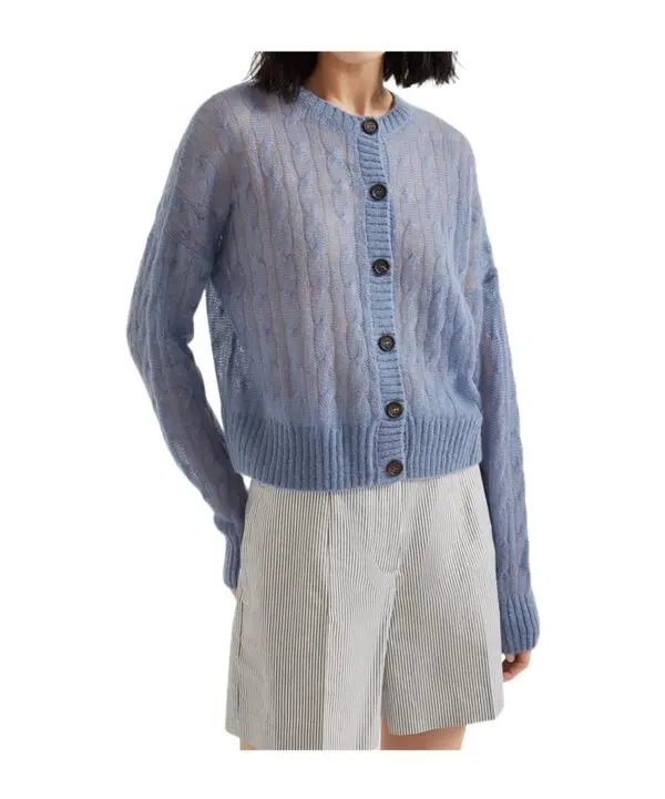 Brunello Cucinelli Cable-knit Cardigan - Blue