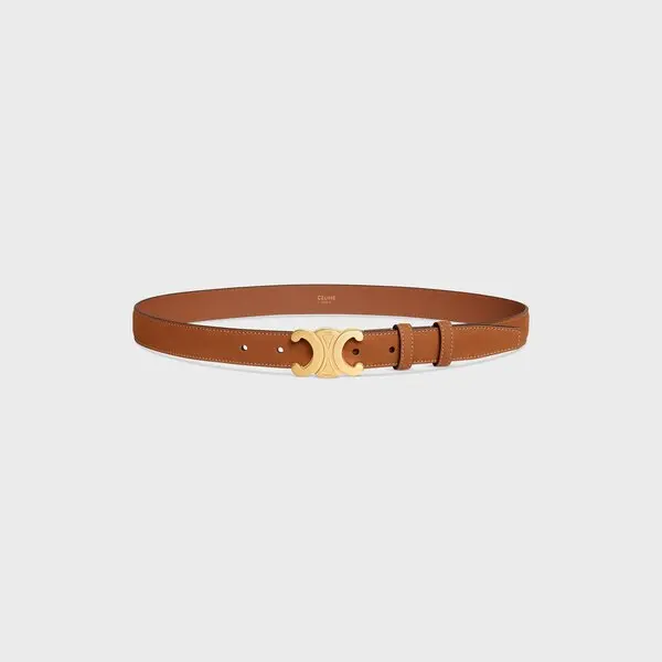 Celine Triomphe Belt In Nubuck Calfskin - Brown