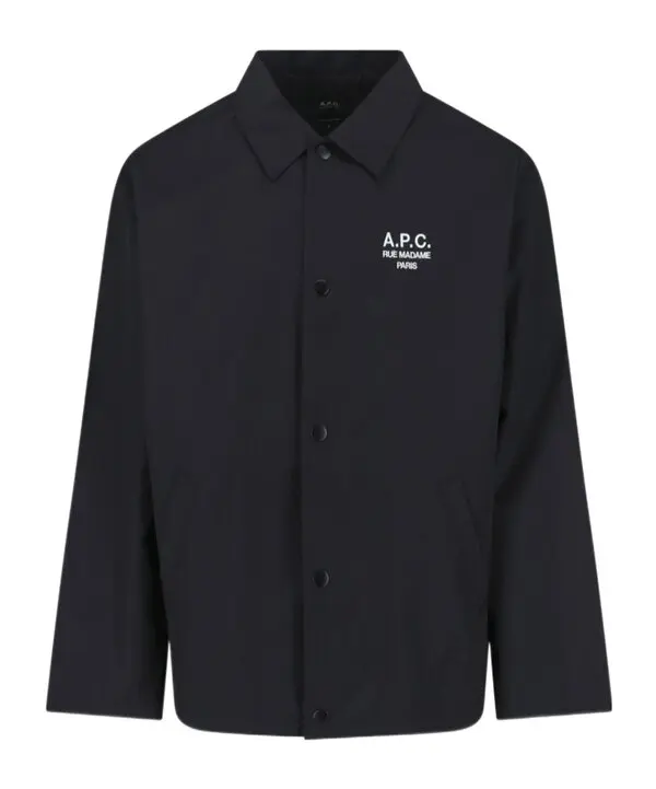 A.p.c. Logo Print Buttoned Jacket - Black