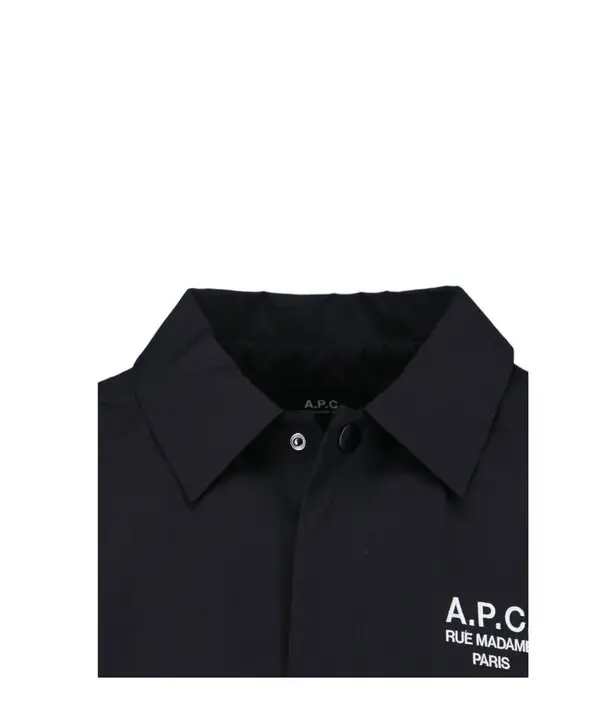 A.p.c. Logo Print Buttoned Jacket - Black