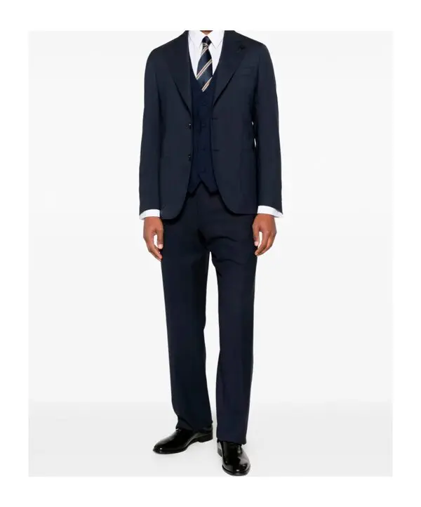 LARDINI Button Vest - Blue