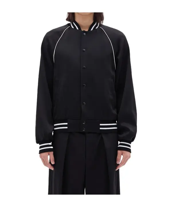 ANN DEMEULEMEESTER Slim Fit Raglan Bomber Jacket With Embroidery - Black