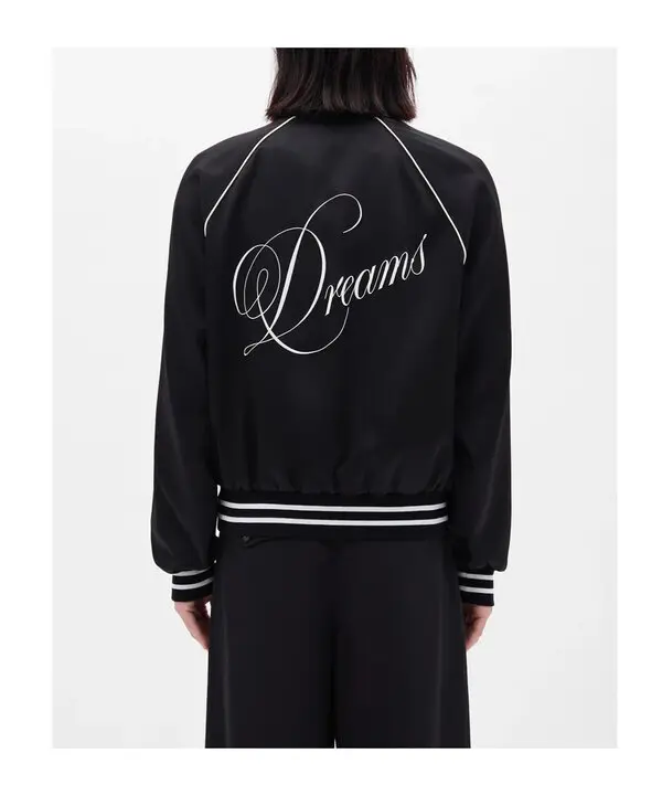 ANN DEMEULEMEESTER Slim Fit Raglan Bomber Jacket With Embroidery - Black