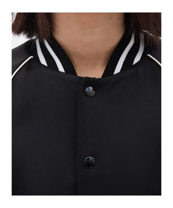 ANN DEMEULEMEESTER Slim Fit Raglan Bomber Jacket With Embroidery - Black