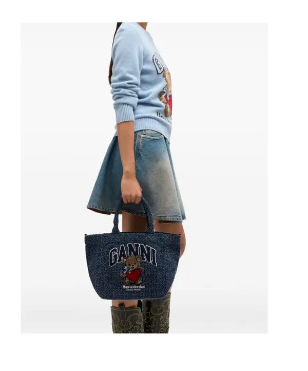 GANNI Small Bear Tote Bag - Rinse