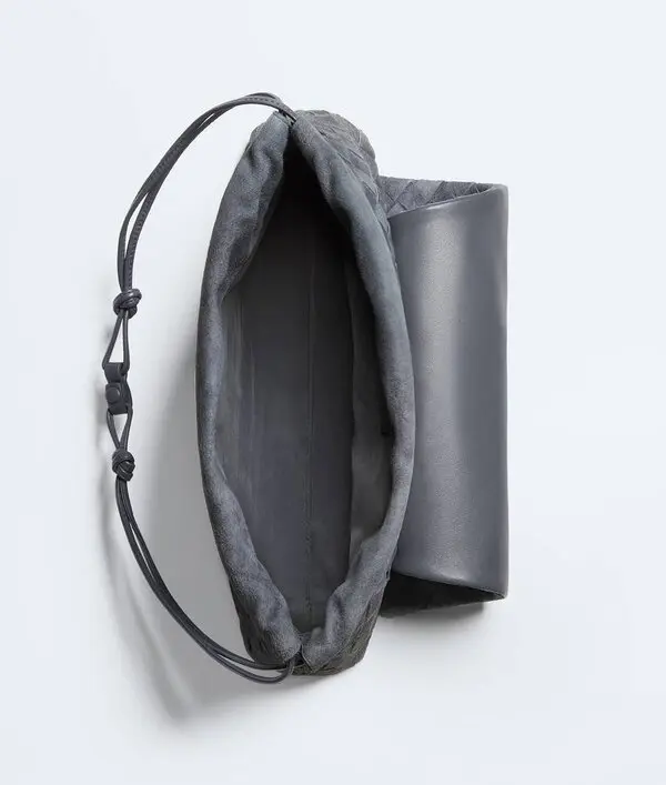 Bottega Veneta Giorno Intrecciato Suede Shoulder Bag - Gray