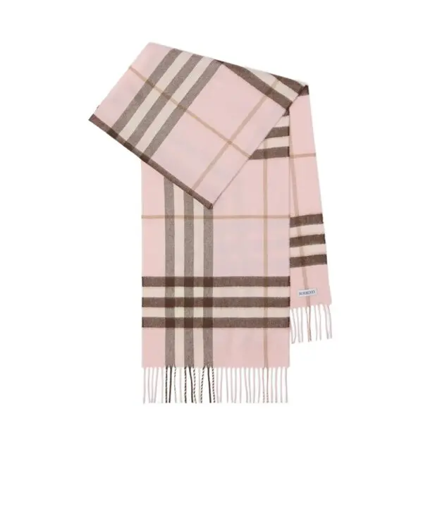 Burberry Checked Fringed-edge Scarf - Pink